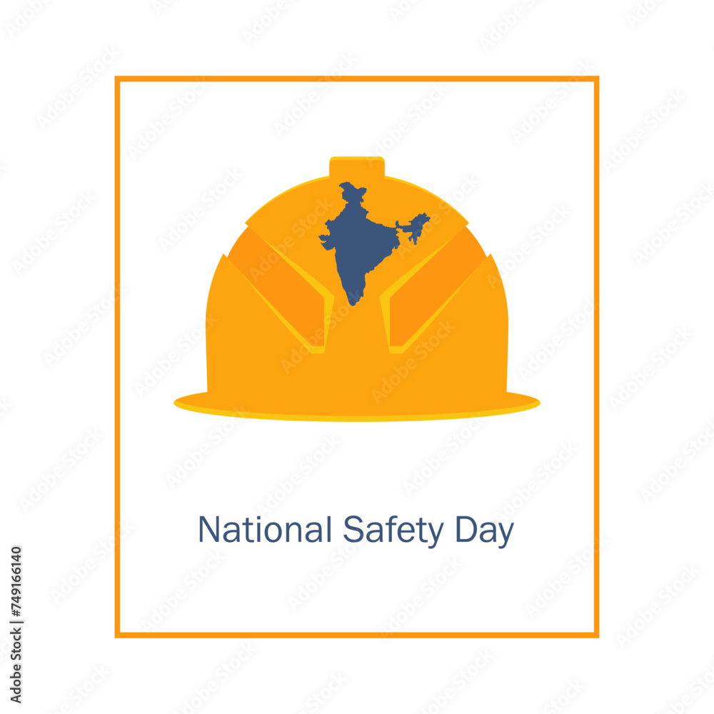 National Safety Day India, vector illustration. Safety helmet and India ...