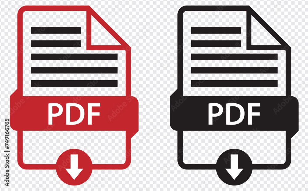 PDF file format icons . PDF file download symbols. Format for texts ...
