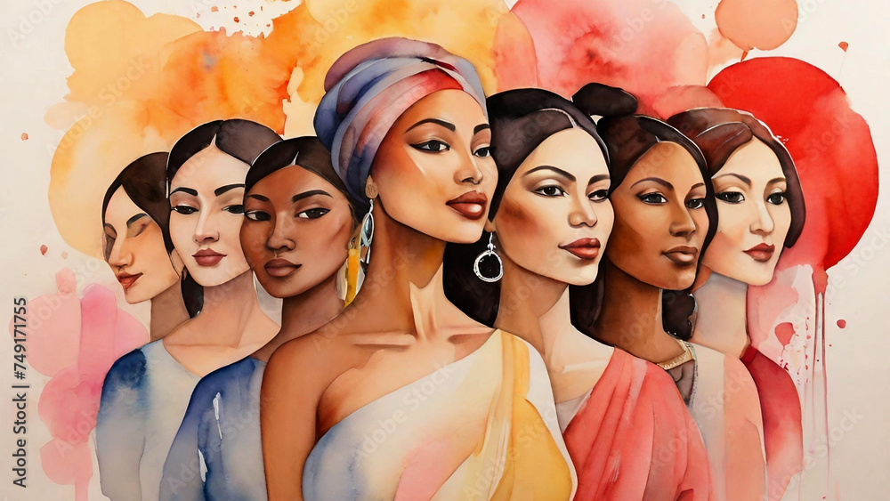 Abstract watercolor painting. International Women's Day, 8 March of ...