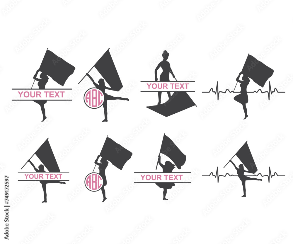 Color Guard monogram, Color Guard Vector, Marching Band Silhouette ...