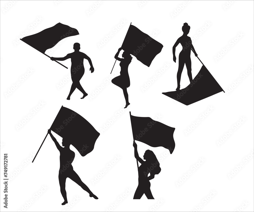 Color Guard Vector, Marching Band Silhouette, Male Color Guard ...