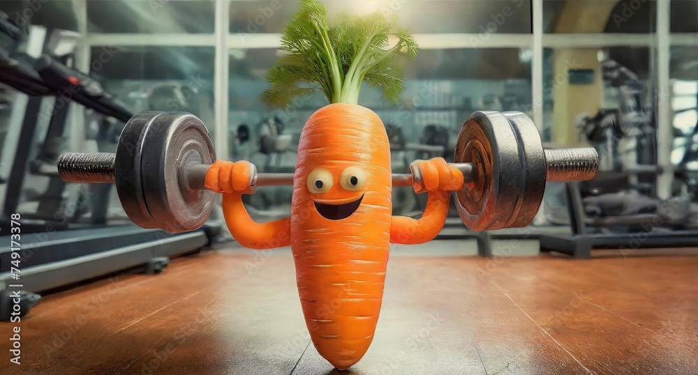 A carrot lifting weights in a tiny gym Imagine a carrot, with its ...