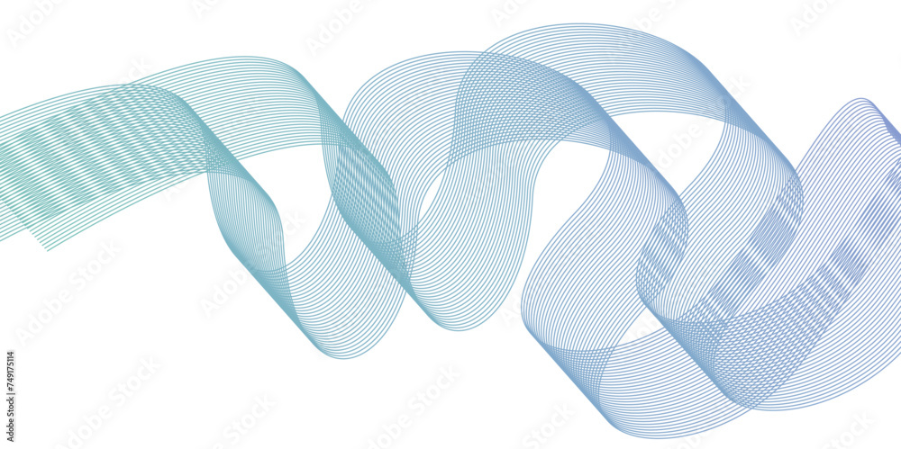 Vector wavy symbol of blue carve Abstract blend wave lines and ...