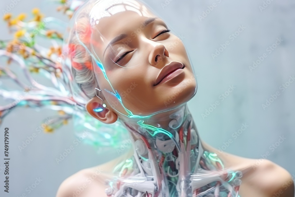 Robotics or ai artificial intelligence connecting interaction with ...