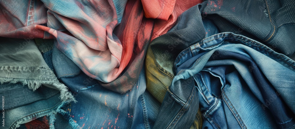 A collection of various garments, including stylish surface textiles ...