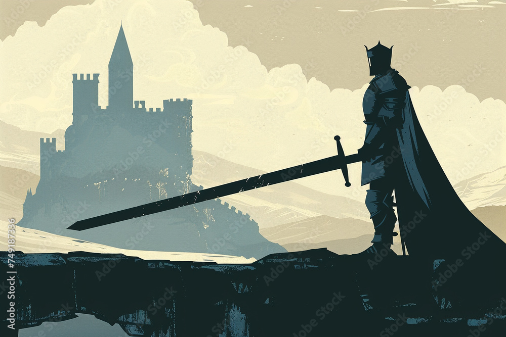 Illustration of a broadsword, its blade mirroring the silhouette of a ...