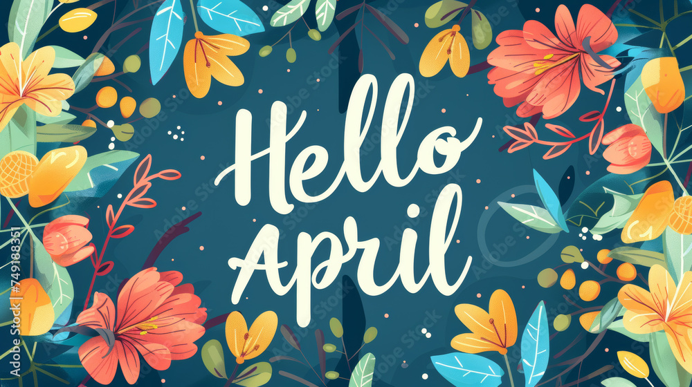 April month illustration background with pastel colors drawing with ...