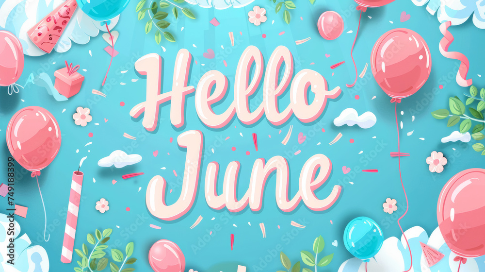 June month illustration background with pastel colors drawing with ...