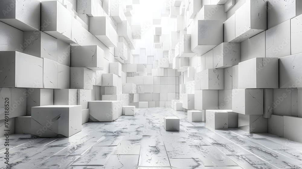 White Cube Cubes Towers in Modern Architectural Design Stock ...