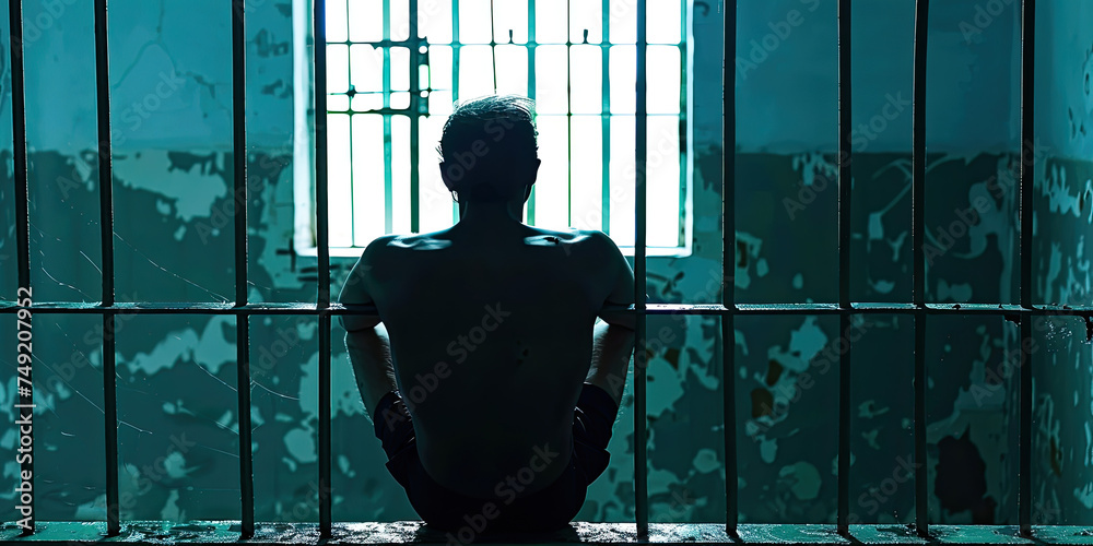 Prisoner, person locked up in jail prison behind bars sentence justice ...