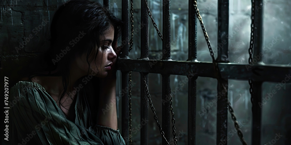 Prisoner, person locked up in jail prison behind bars sentence justice ...