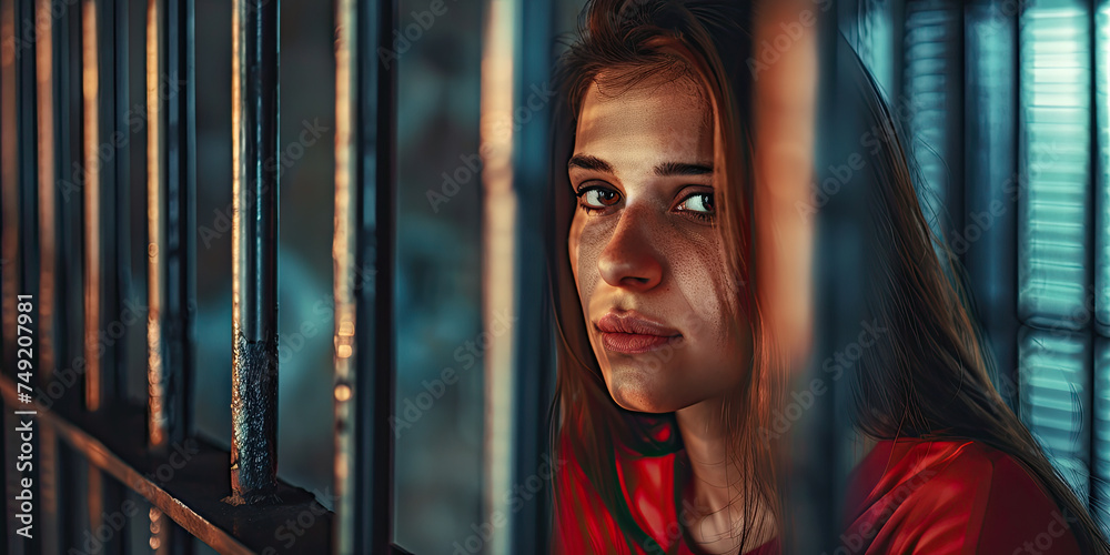 Prisoner, person locked up in jail prison behind bars sentence justice ...