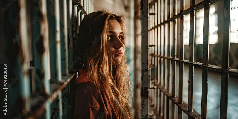 Prisoner, person locked up in jail prison behind bars sentence justice ...