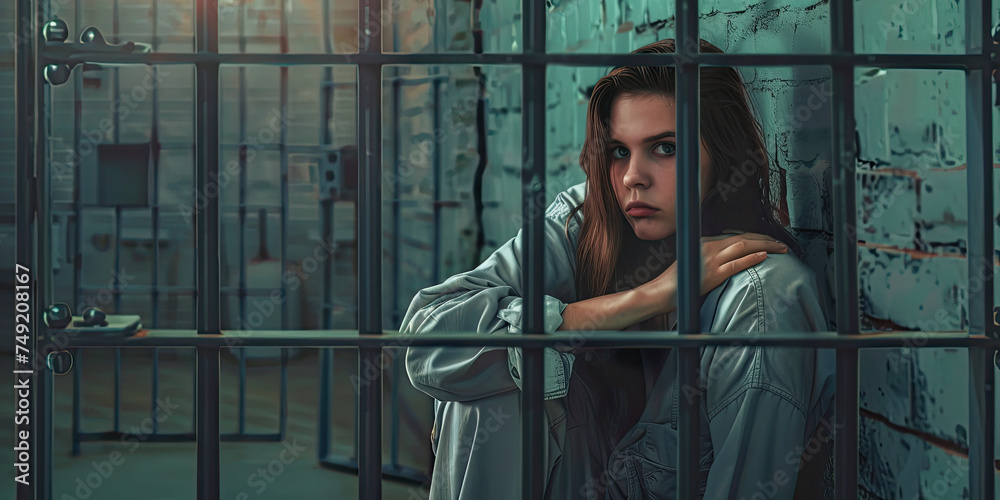 Prisoner, person locked up in jail prison behind bars sentence justice ...