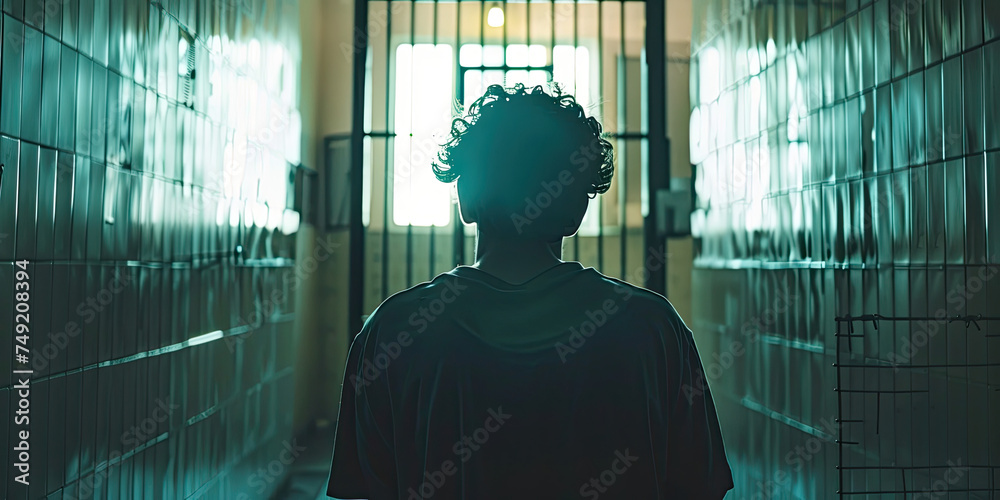 Prisoner, person locked up in jail prison behind bars sentence justice ...