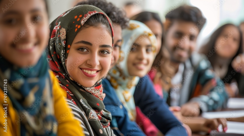International Group of University Students in Language Class, Cultural ...