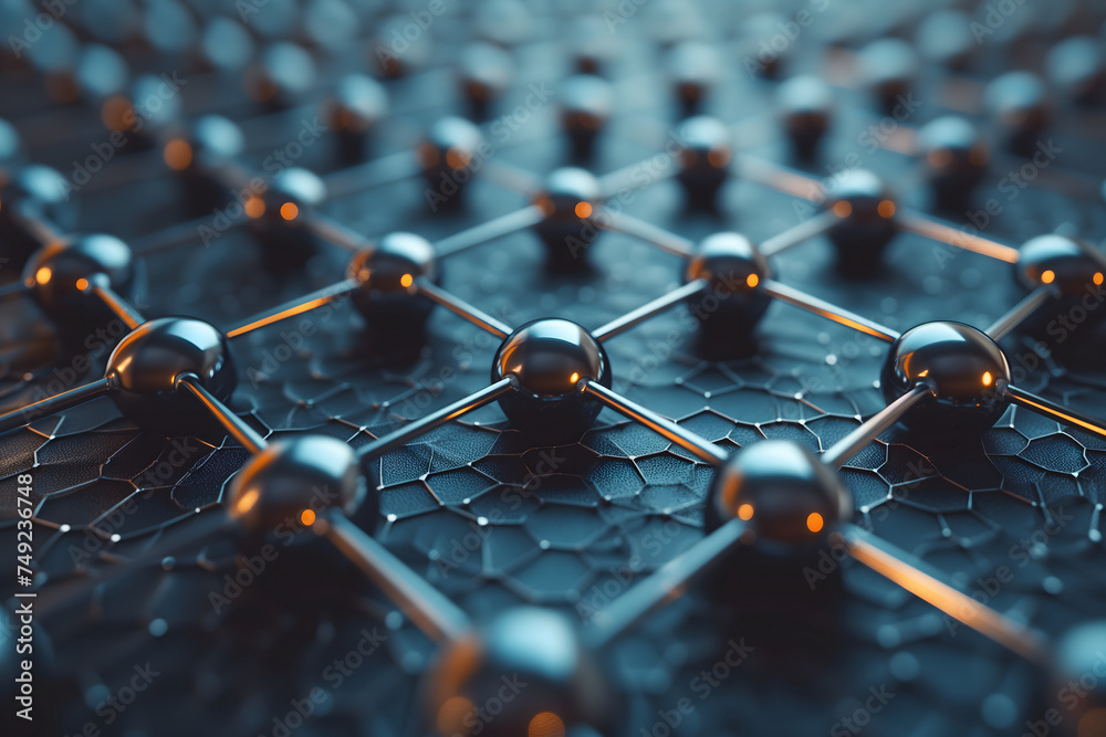 Hexagonal grid pattern of molecular structure of Graphene. Neural network generated image. Not ...