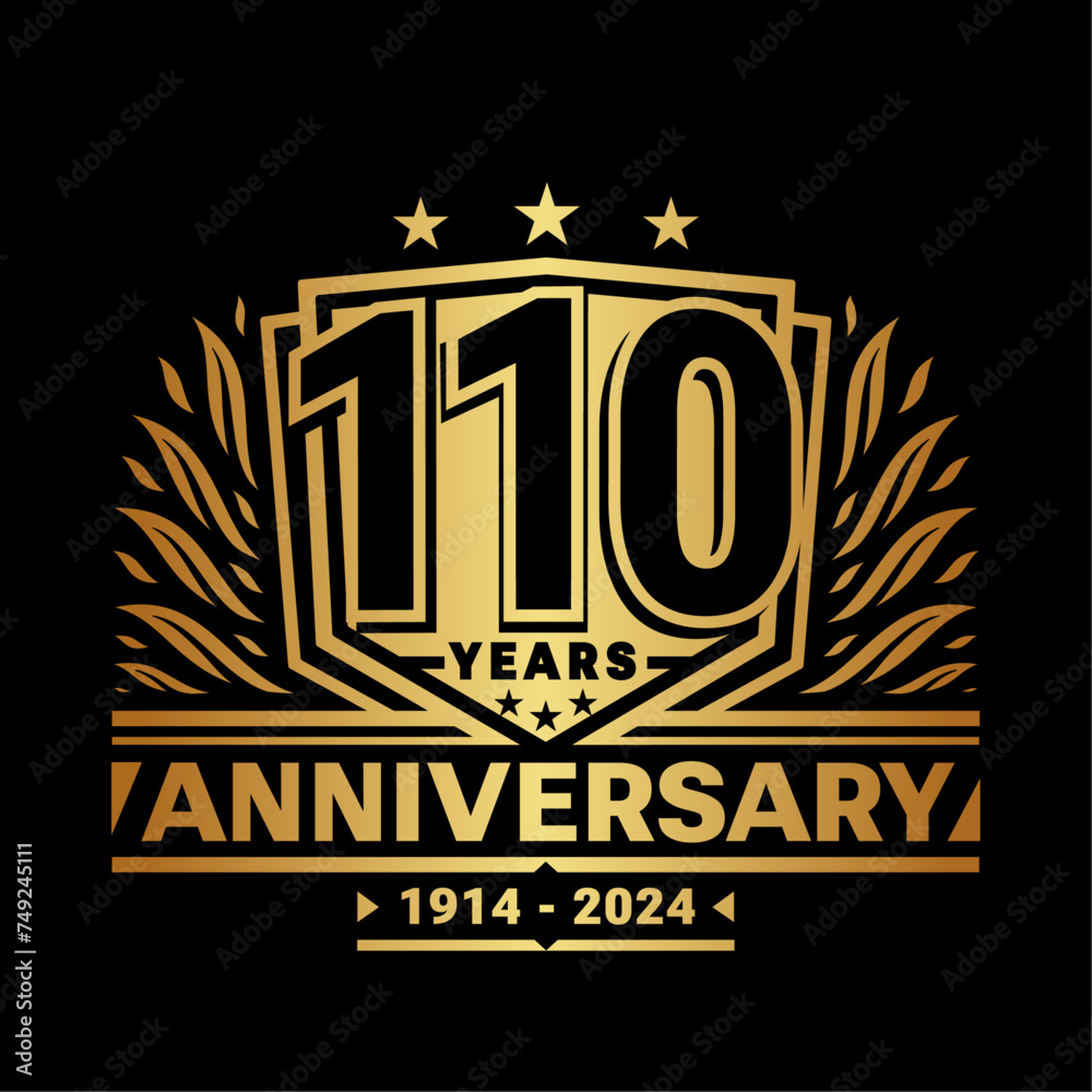 110 years anniversary celebration shield design template. 110th ...