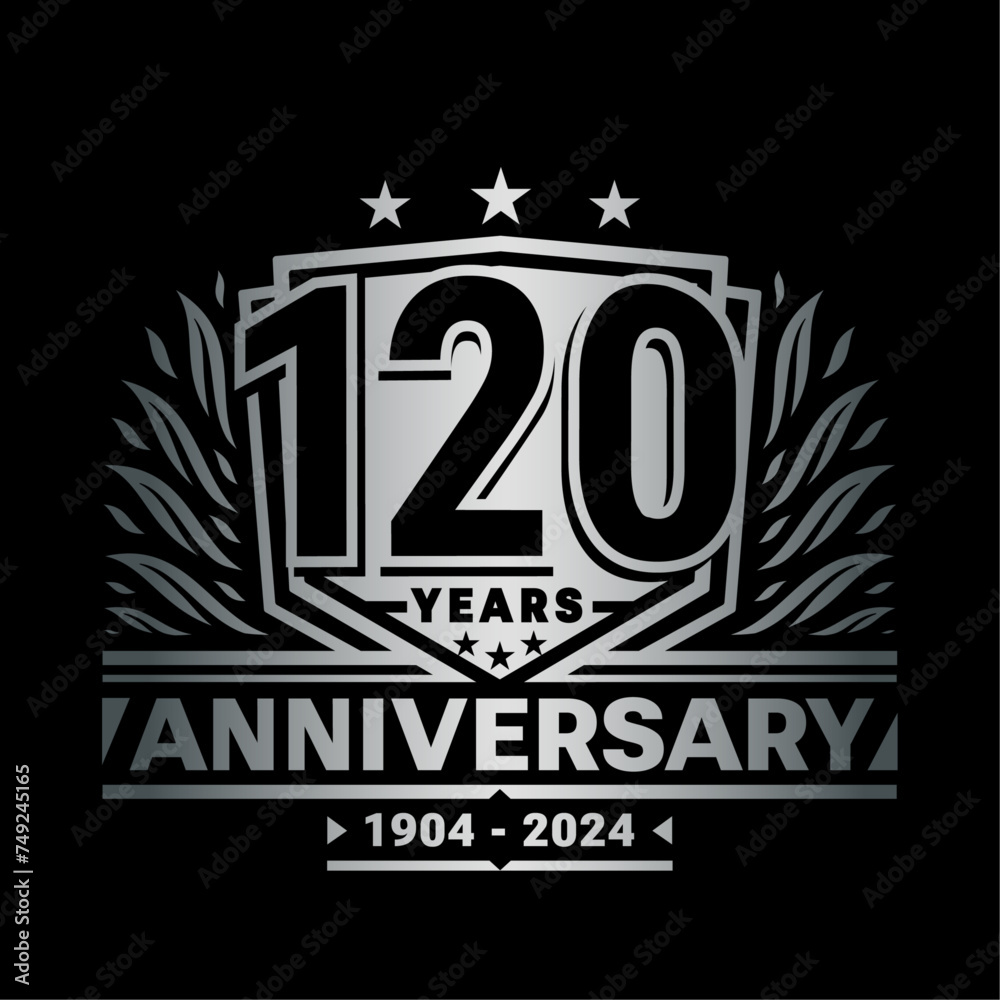 120 years anniversary celebration shield design template. 120th ...