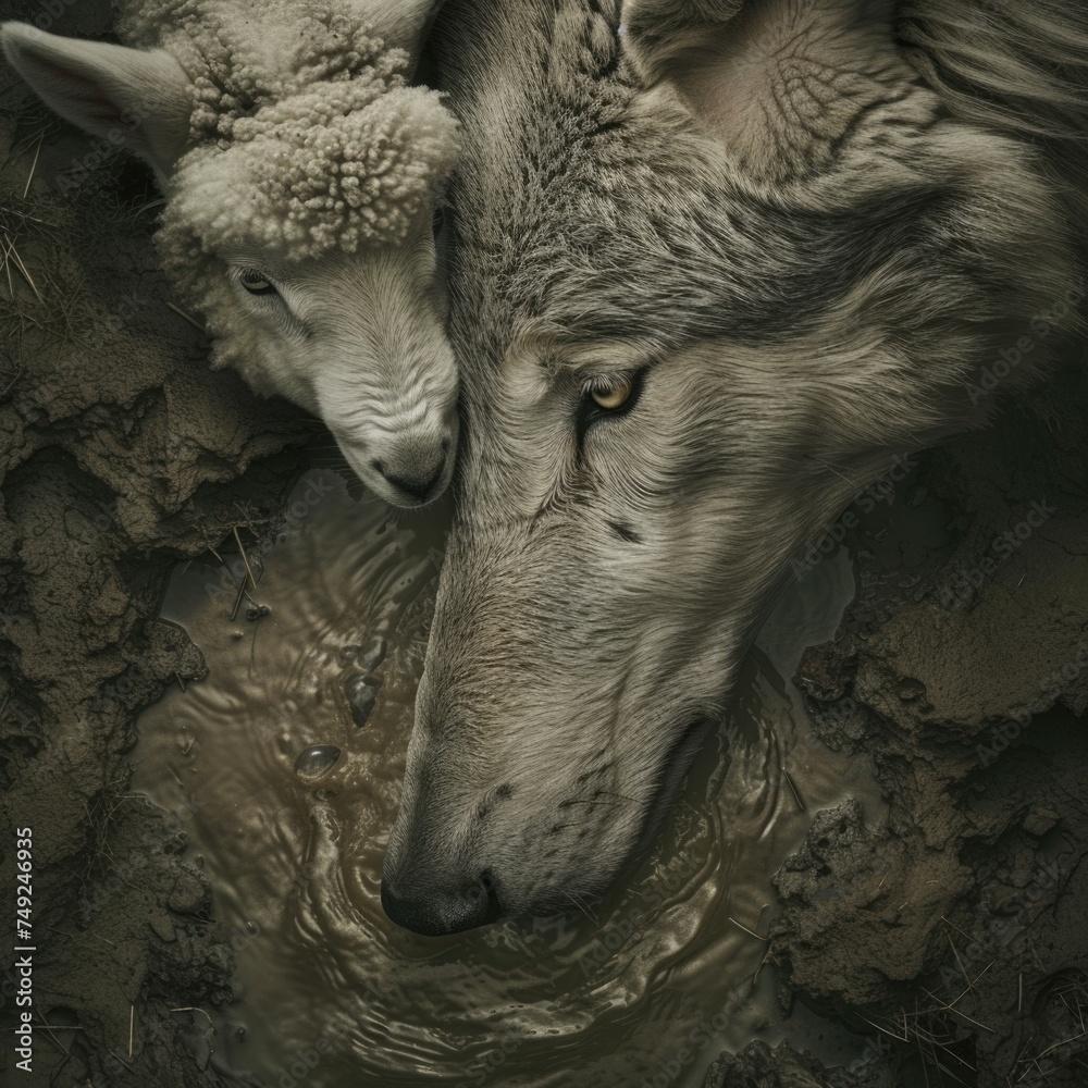 A wolf and lamb stand side by side, showcasing the unlikely ...