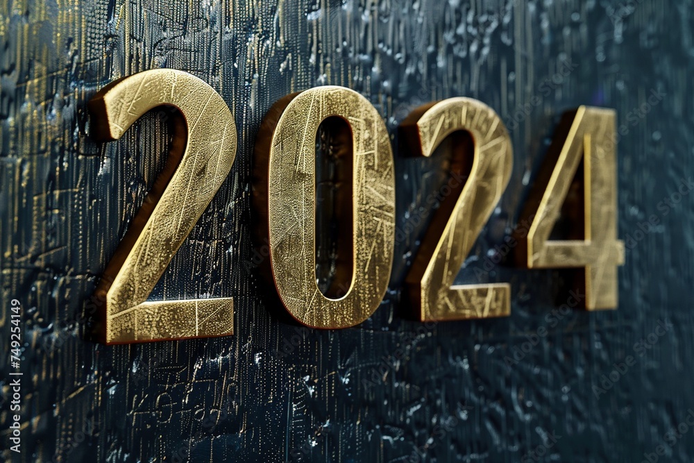 Crafted Brilliance: "2024" Gold Lettering on Black, Nul Group Influence ...