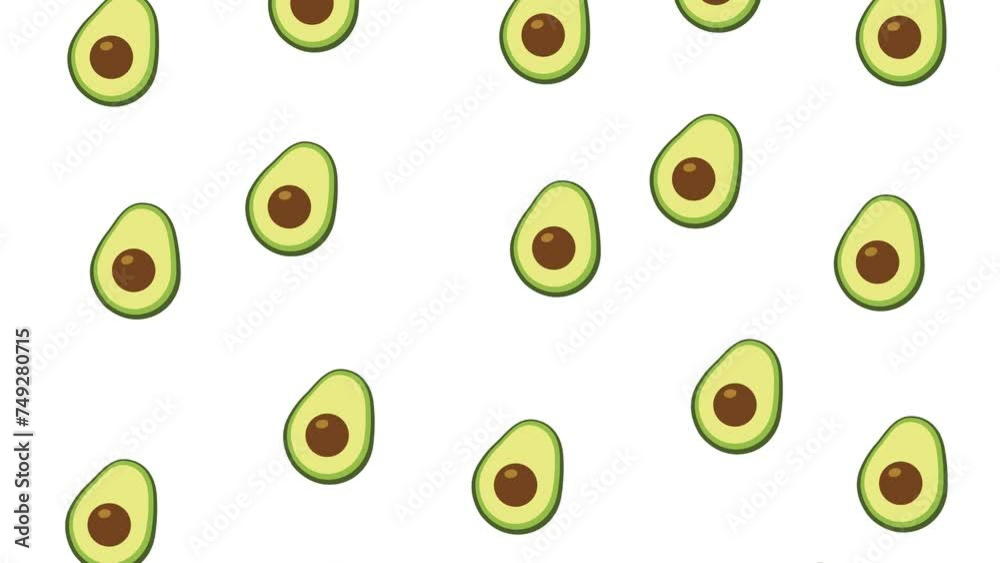 Avocado Animation 4K on White and Blue Screen for keying. Modern ...