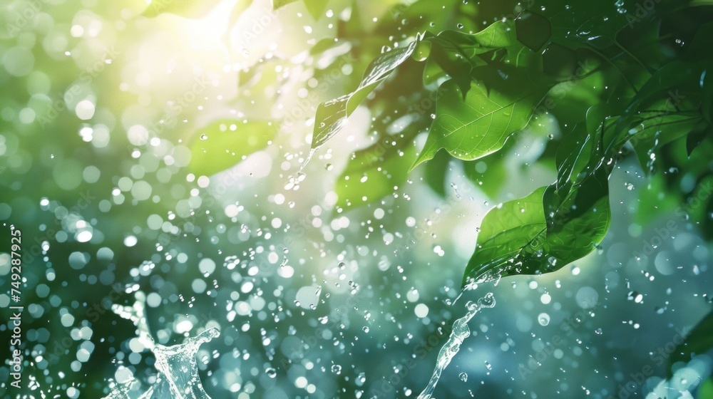 Beautiful spring detailed close up stream of fresh water with young ...