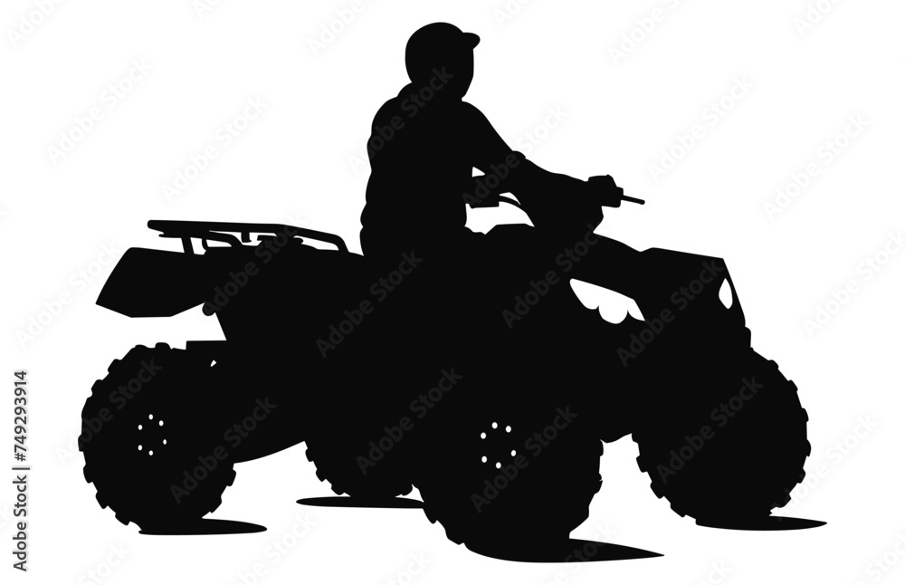 Pilot riding ATV silhouette vector art, A boy Riding ATV black ...