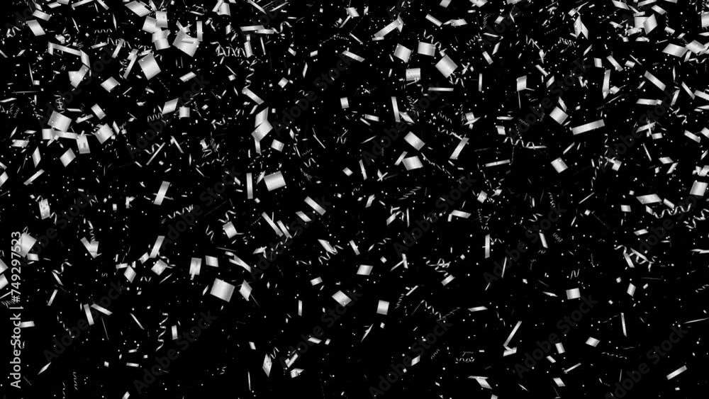 Confetti Falling On Alpha Channel Background, Silver Confetti Falling ...