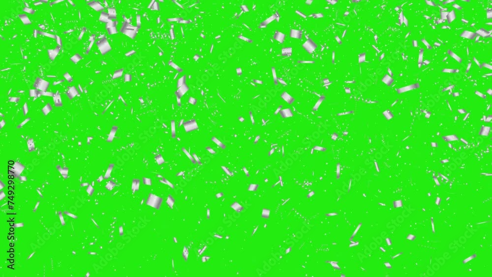 Confetti Falling On Green Screen Background, Silver Confetti Falling On ...