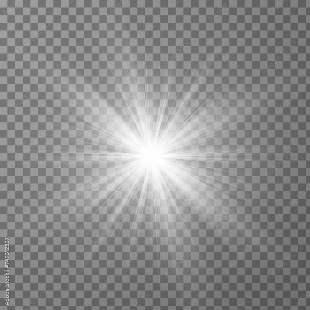 A realistic vector illustration of various light effects on a black ...