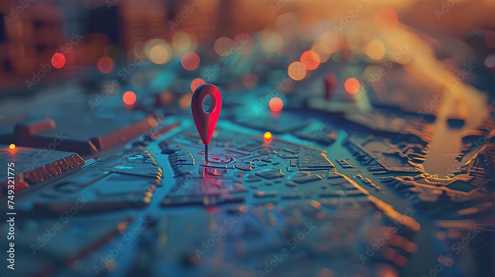 futuristic map pin location with AI technology background. Futuristic ...