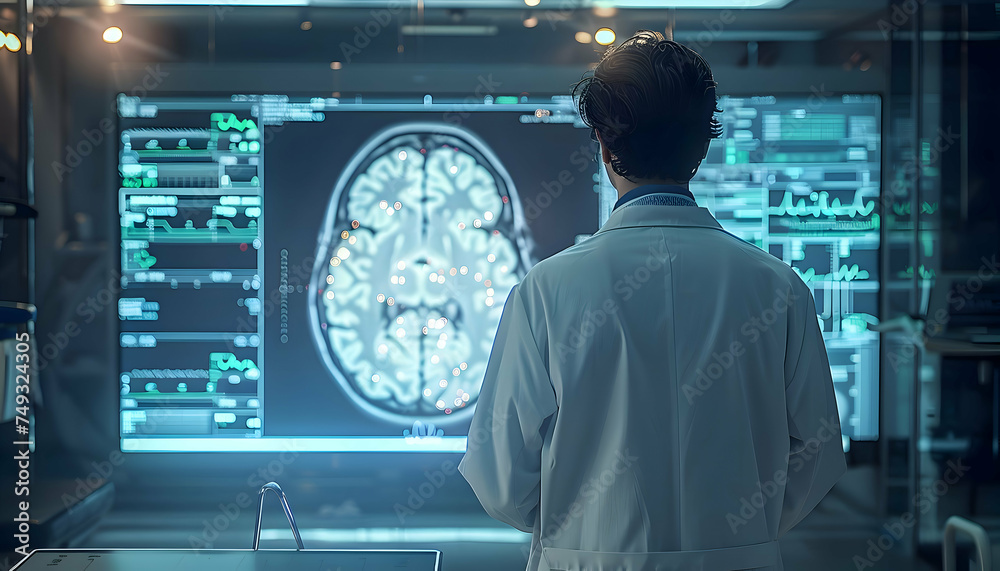 illustration a Doctor diagnosis patient's brains that affected by ...