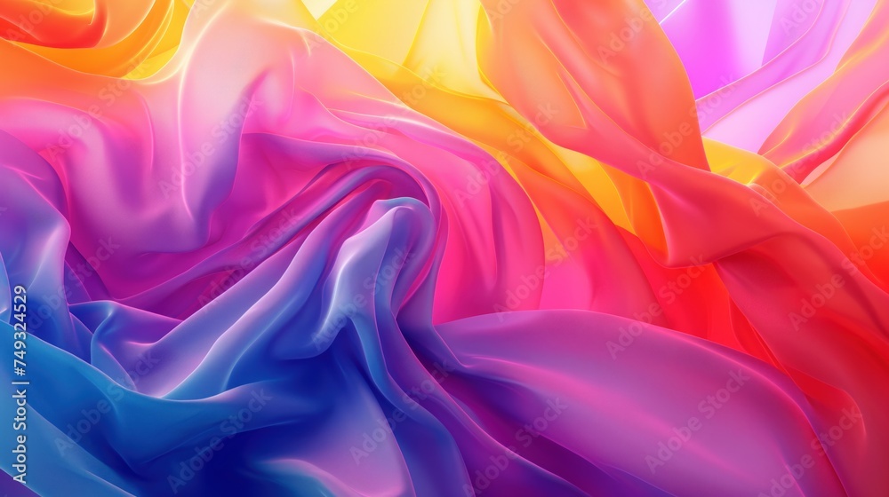 3D Render wallpaper of abstract color fabric floating ' Stock ...