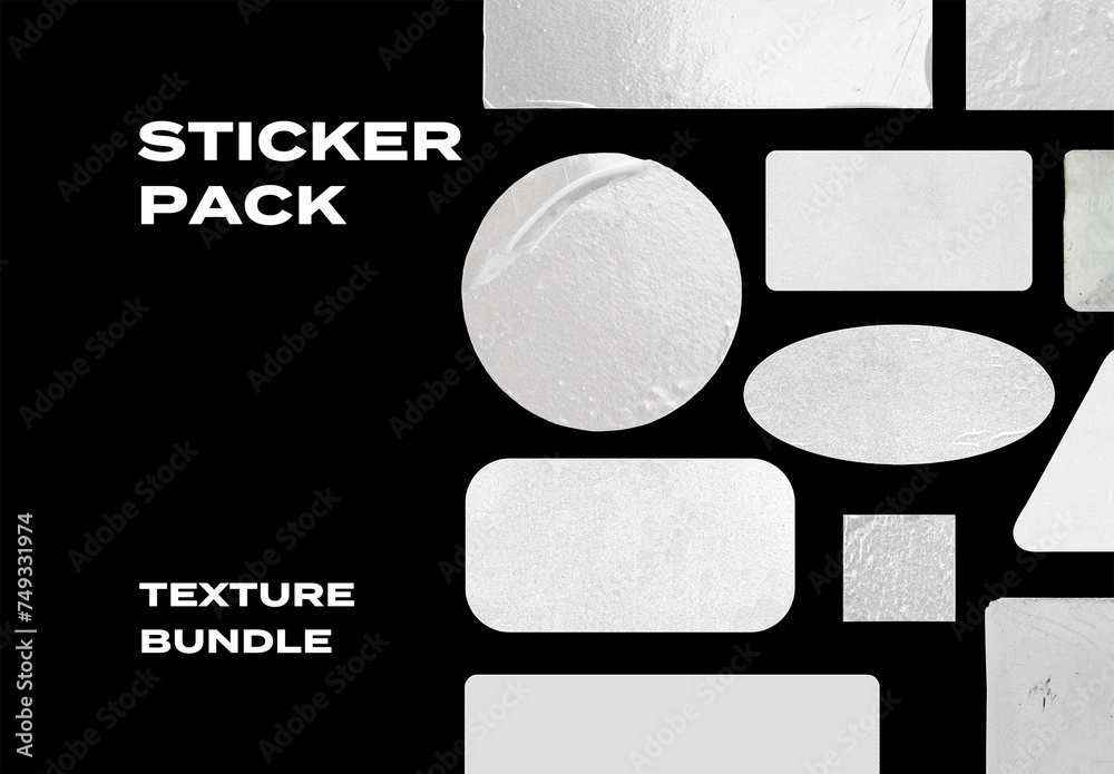 Sticker Logo Logotype Paper Pieces Overlay Texture Pack Bundle Effect ...