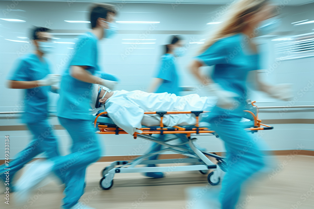 Gurney in hospital store