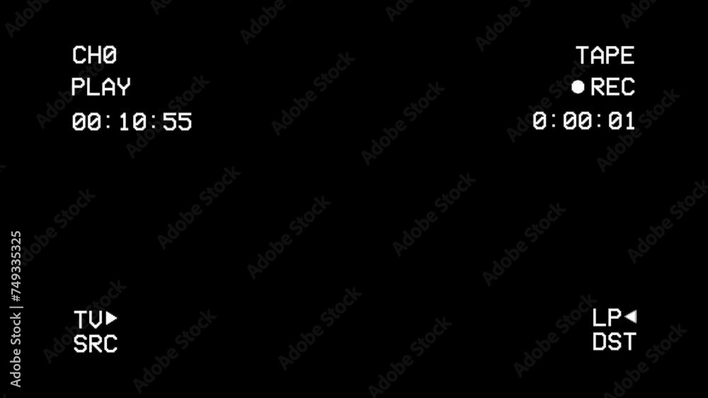 VHS menu with an inscription and an alpha channel, recording screen ...