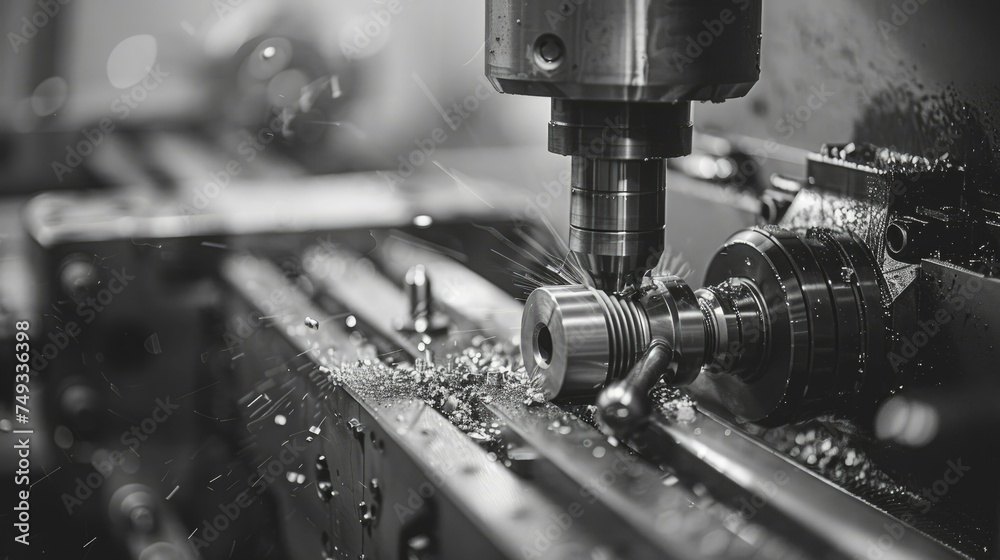 Precision and Craftsmanship, A machine shop bustling with activity ...