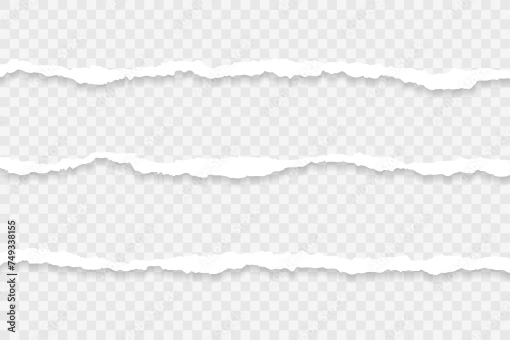 three long piece of torn papers transparent background realistic torn ...
