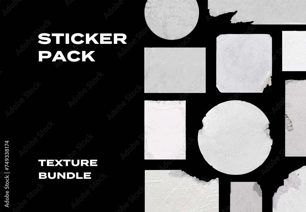 Sticker Logo Logotype Paper Pieces Overlay Texture Pack Bundle Effect ...