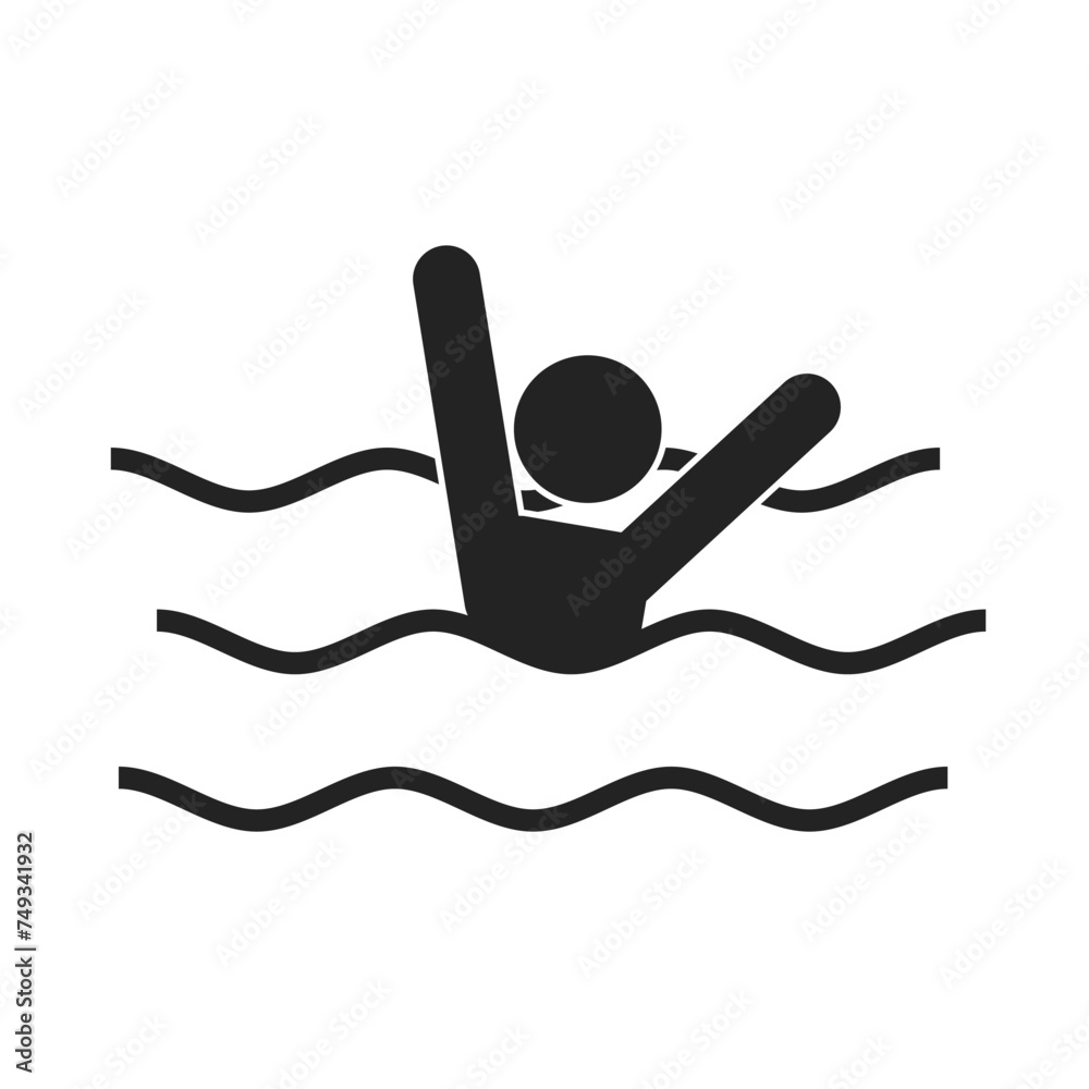 Isolated pictogram help swimming drown, for sea, water, swim pool ...