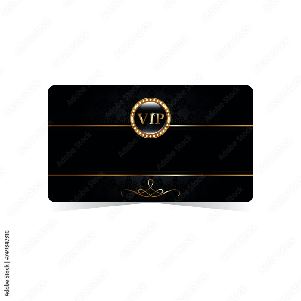 Premium black VIP card with golden frame and gold crown white isolated ...