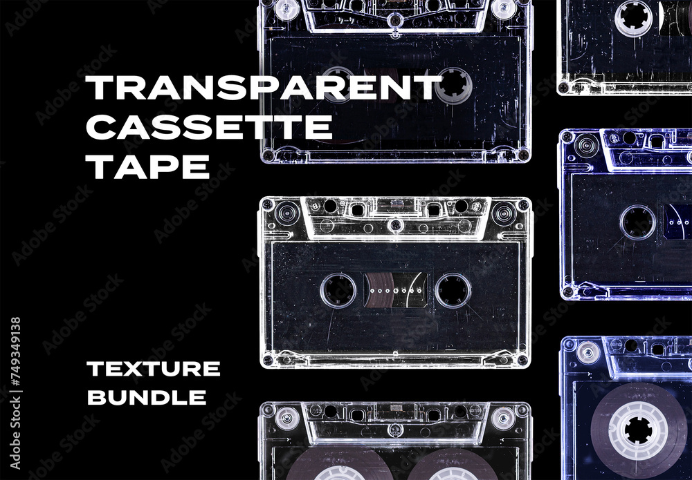 Transparent Cassette Tape Case Retro Music Overlay Texture Pack Bundle ...