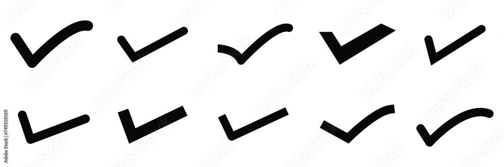 Check mark right or correct icon. Different colors checklist vector ...