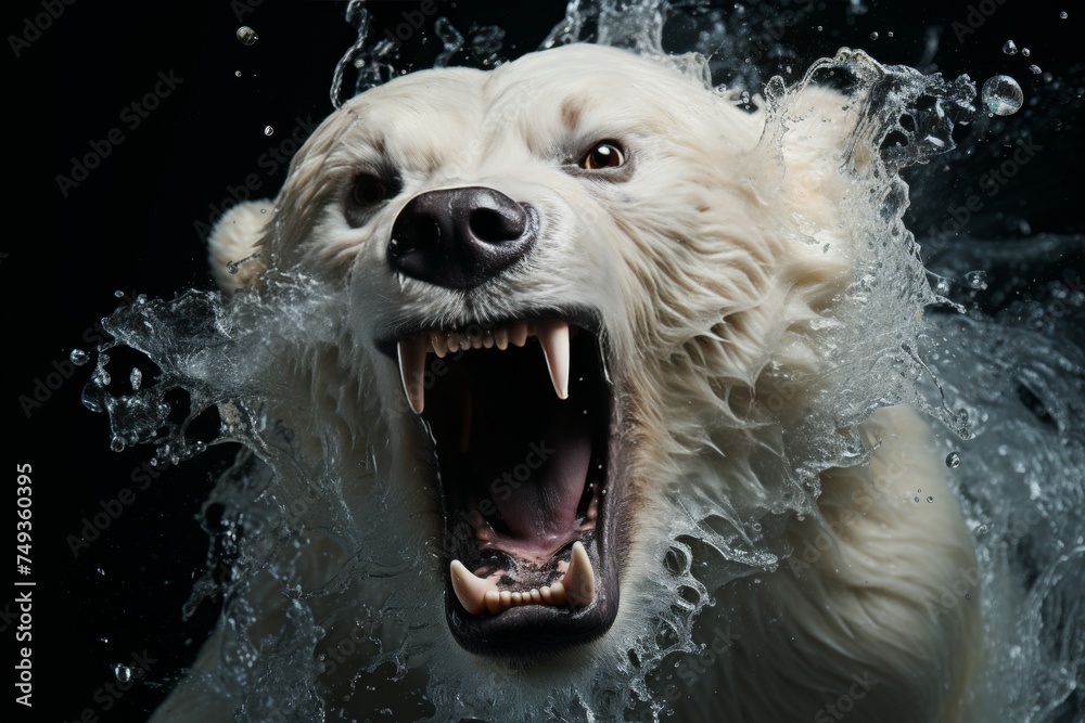 Polar bear underwater attack. Polar bear attacking underwater full paw ...