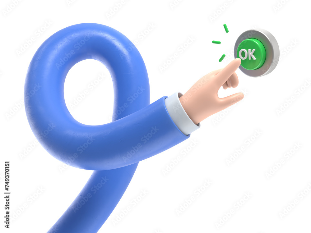 Transparent Backgrounds Mock-up.The green ok button hand presses pop ...