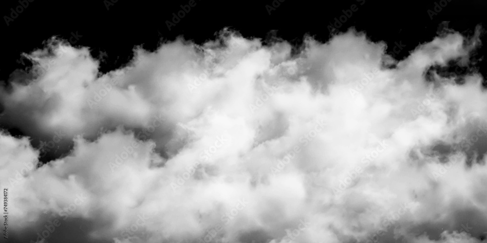 Luxury smoke on black background. White Cloud Isolated on Black ...