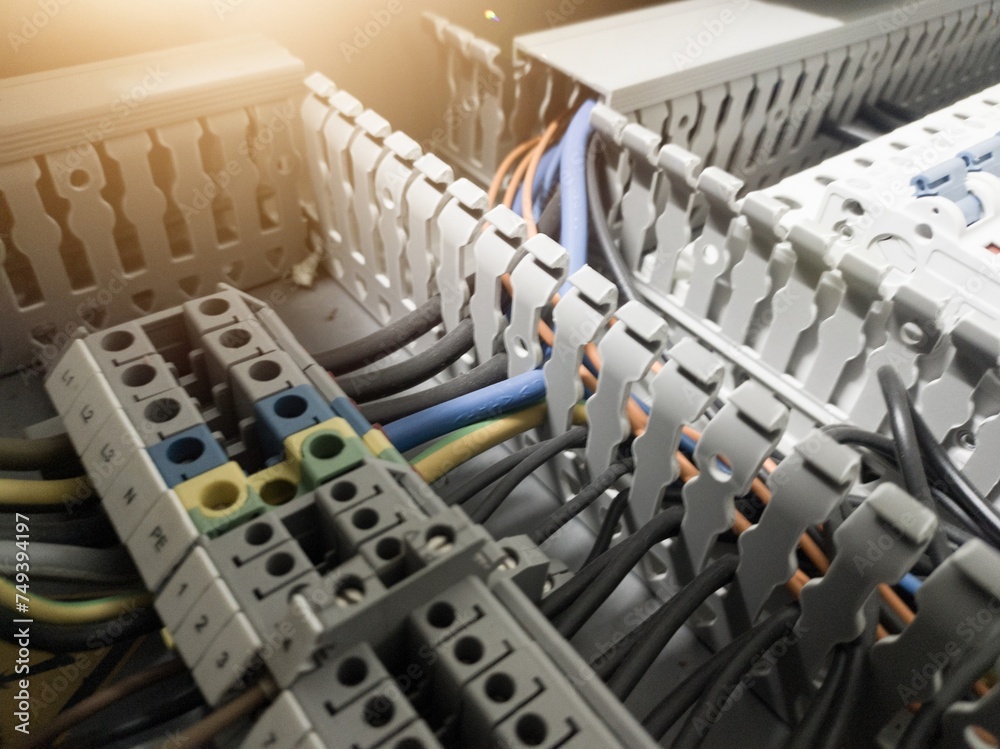 Terminal connection cable power three phase , neutral and grounding for ...