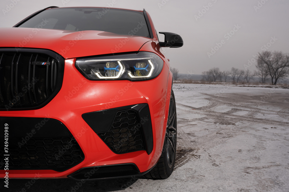 HELSINKI, FINLAND - MARCH 01, 2024: A red facelifted BMW X5 m ...