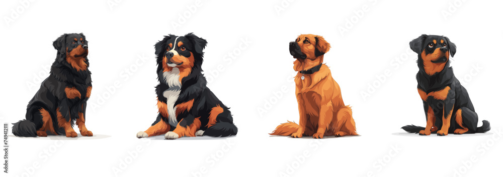 Dog, pet, animal companion clipart vector illustration set Stock Vector ...